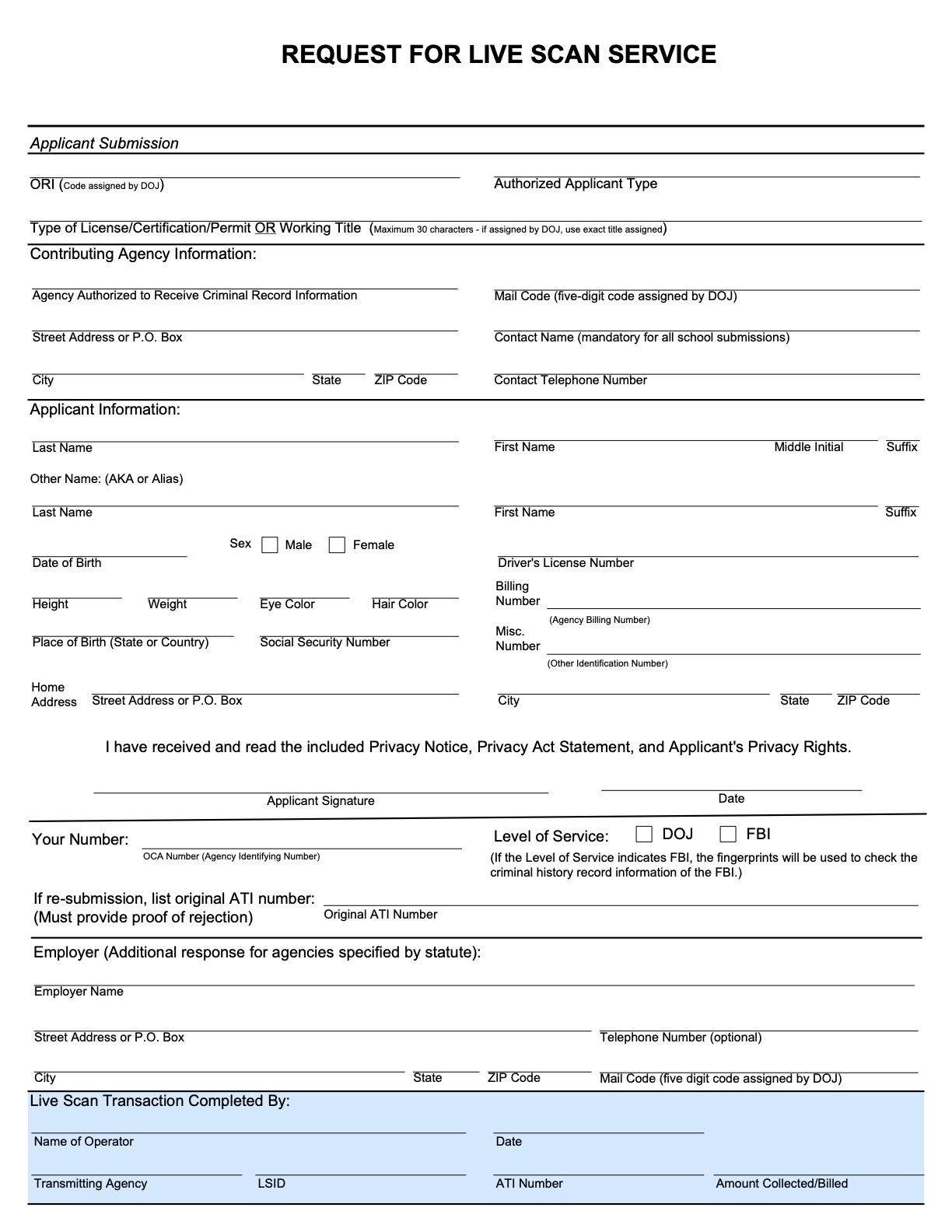 Request for livescan - Anshin Mobile Notary & LiveScan